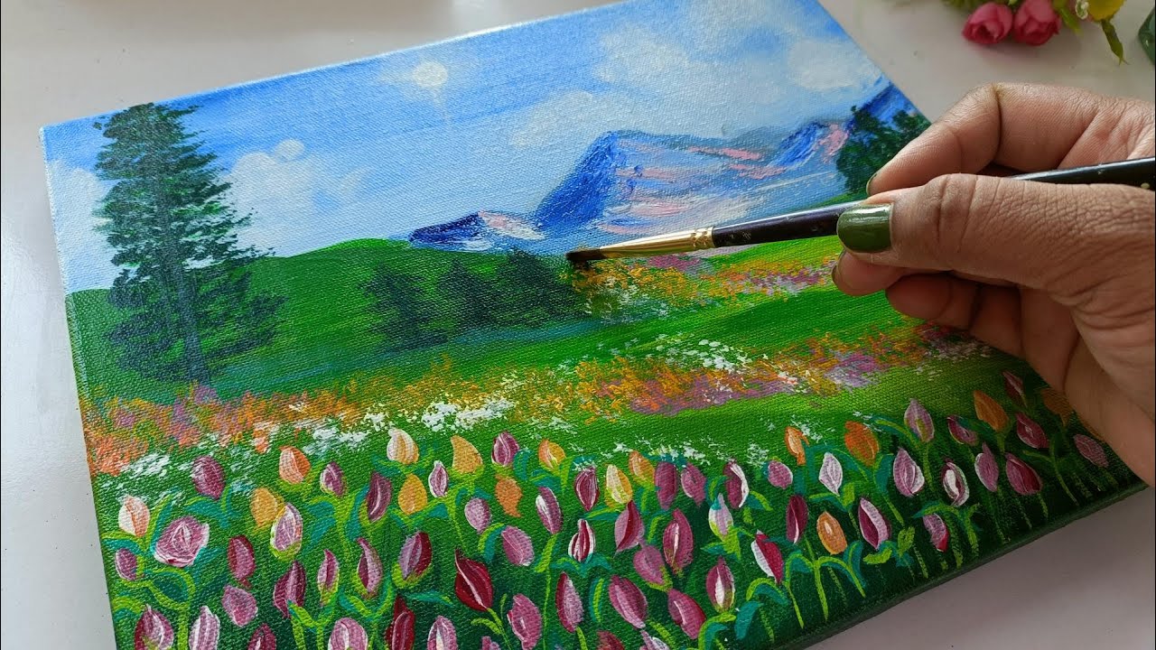 Tulip Flower Landscape Painting Secrets Revealed! - YouTube
