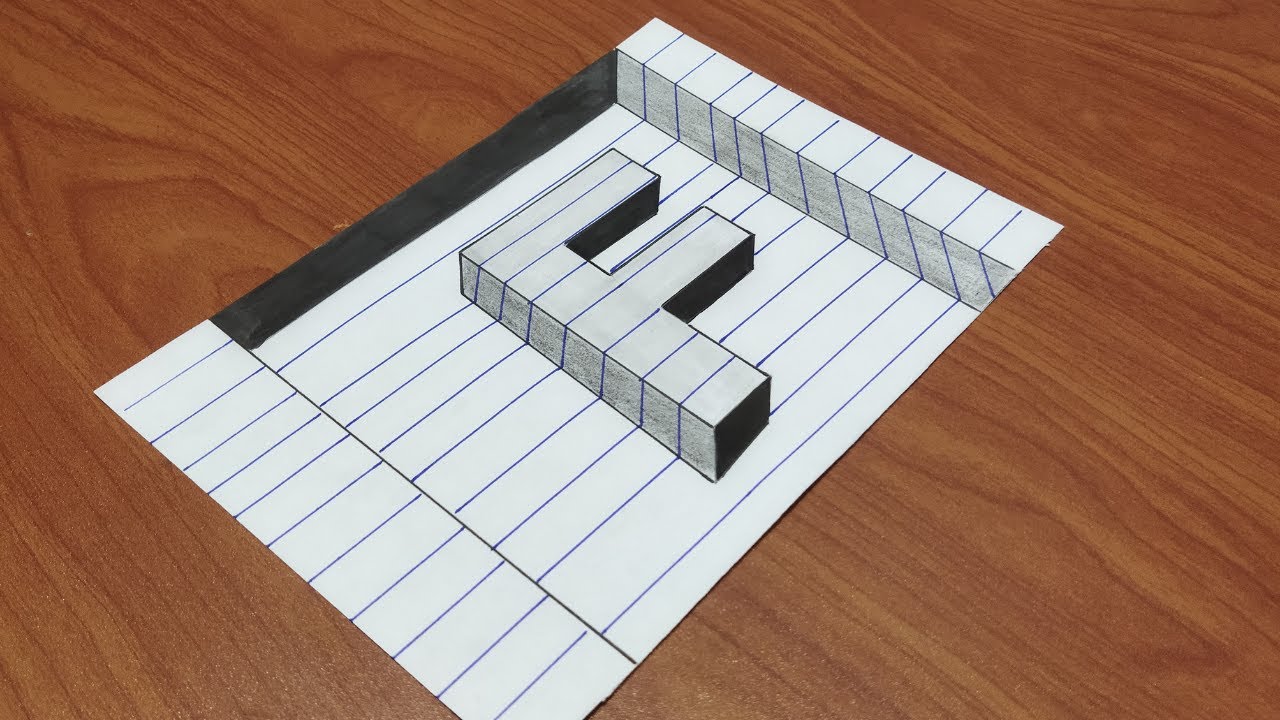 3d Drawing Letter F On Paper | 3D Letter F Drawing Easy @ArtandFunzone ...