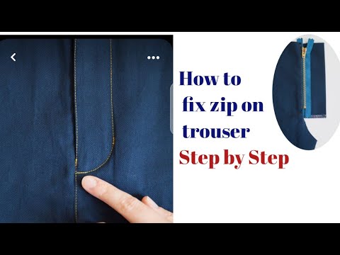 How to sew zip on trouser/pant step by step #zip #zipline #zippo - YouTube