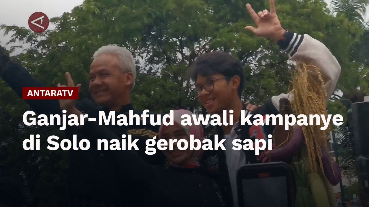 Ganjar Mahfud Awali Kampanye Di Solo Naik Gerobak Sapi Youtube
