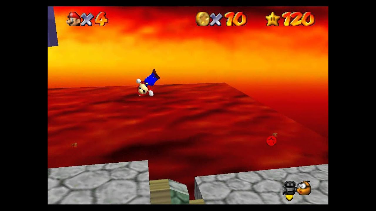 Super Mario 64 - Bowser in the fire sea - 8 red coins [01:28.43] NON ...