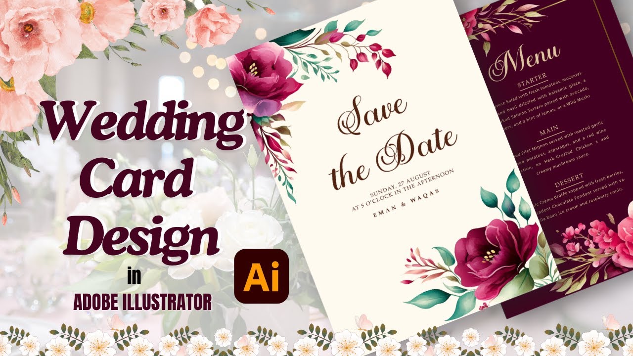 How to Design a Stunning Wedding Card in Adobe Illustrator | Step-by ...