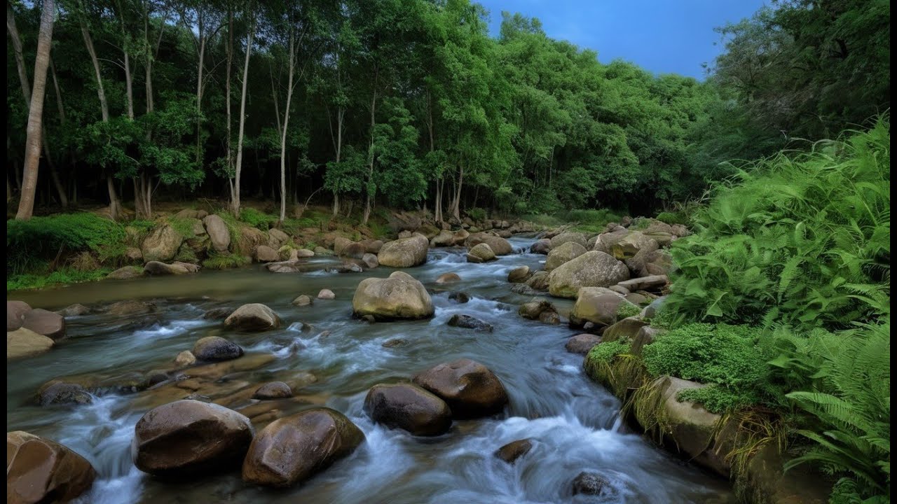 Calm Water Ambience from a Flowing River - YouTube