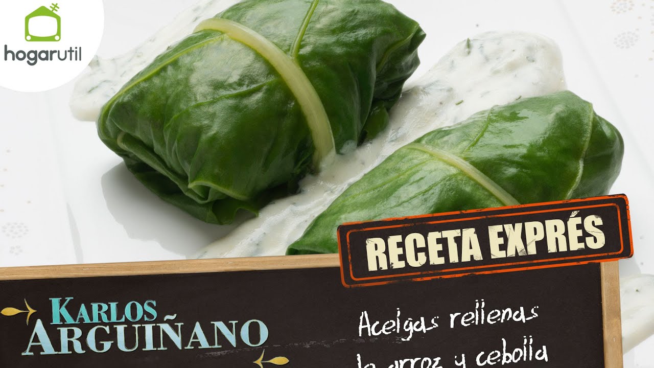 Receta Exprés: Acelgas rellenas de arroz y cebolla - YouTube