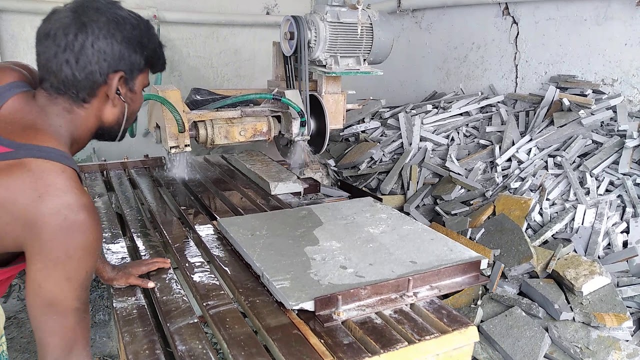Double cutting stone 4side cutting - YouTube