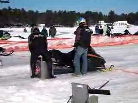 Winter Carnival Snowmobile Drag Racing - YouTube