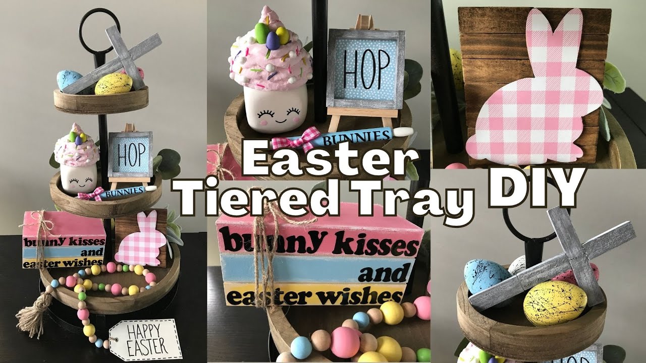 Easter DOLLAR TREE Tiered Tray Decor | Dollar Tree Easter DIY's - YouTube