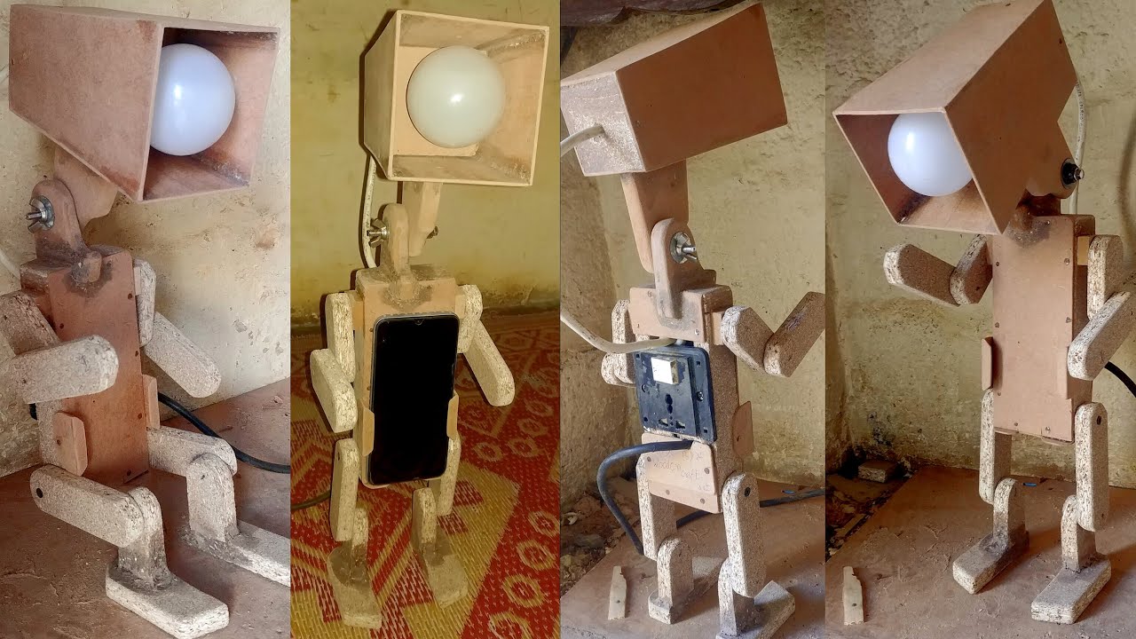 Design Your Ultimate Wooden Robot Lamp with Mobile Holder and Charger ...