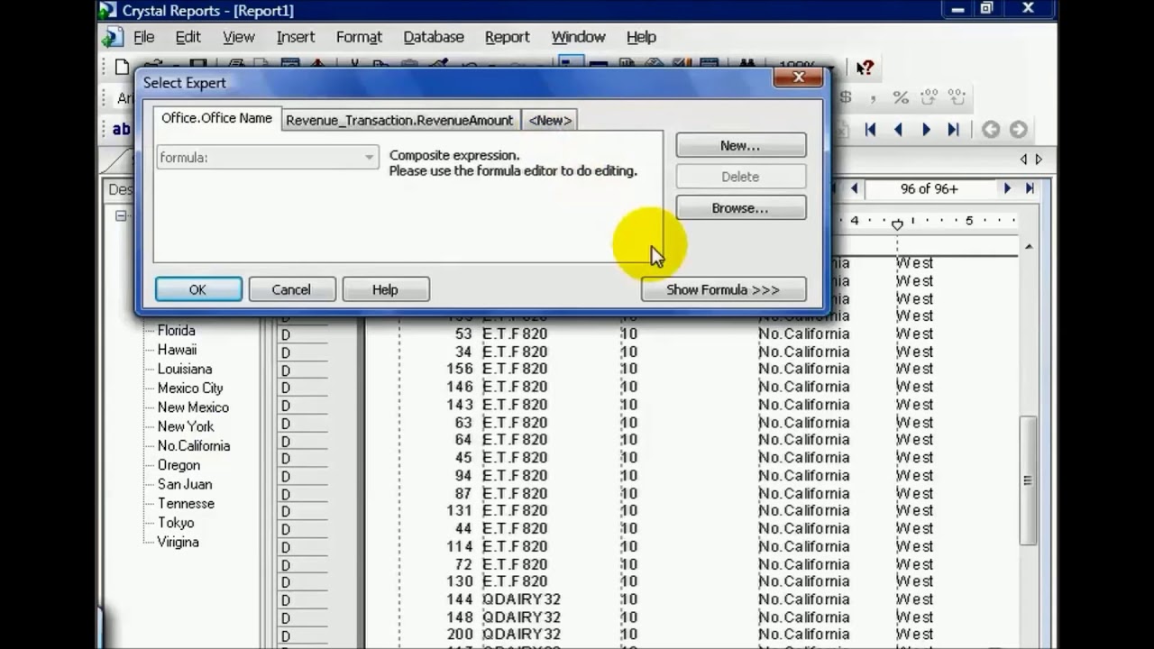 SAP Crystal Report Filter Formulas OR - YouTube