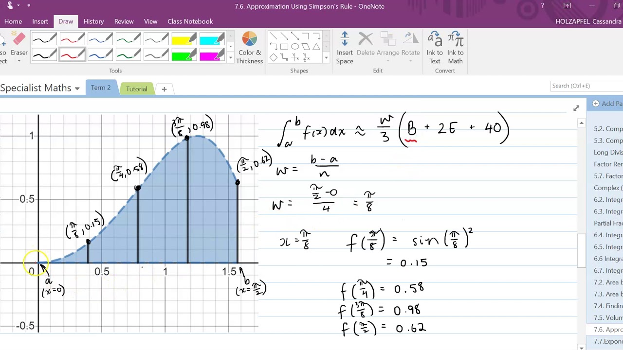 7.6 Using Simpson's Rule to Estimate Area Under a Function - YouTube