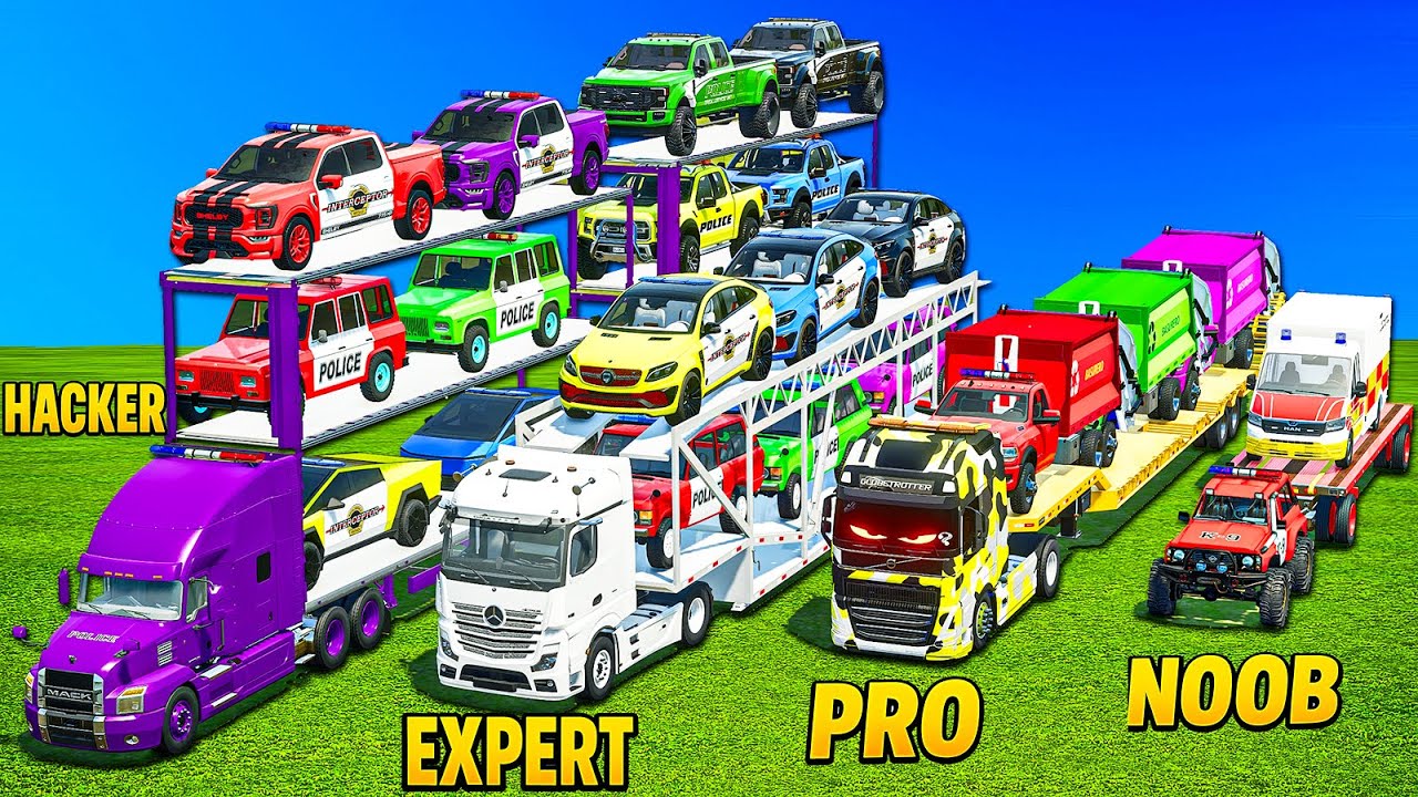 NOOB VS PRO VS EXPERT VS HACKER TRANSPORT BATTLE! Farming Simulator 25 ...