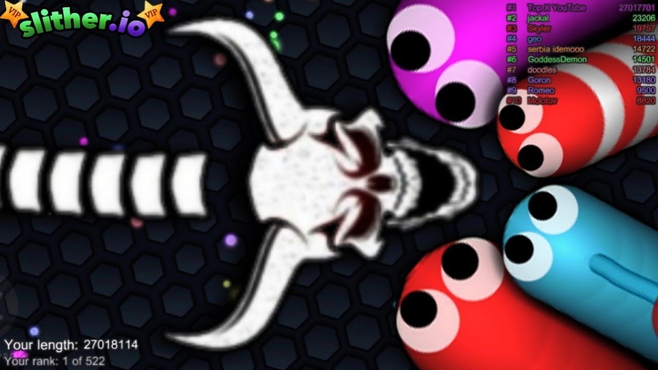 Slither.io A.I. DEVIL SKELETON Vs Pro Snakes - Epic Skin Slitherio Vip ...