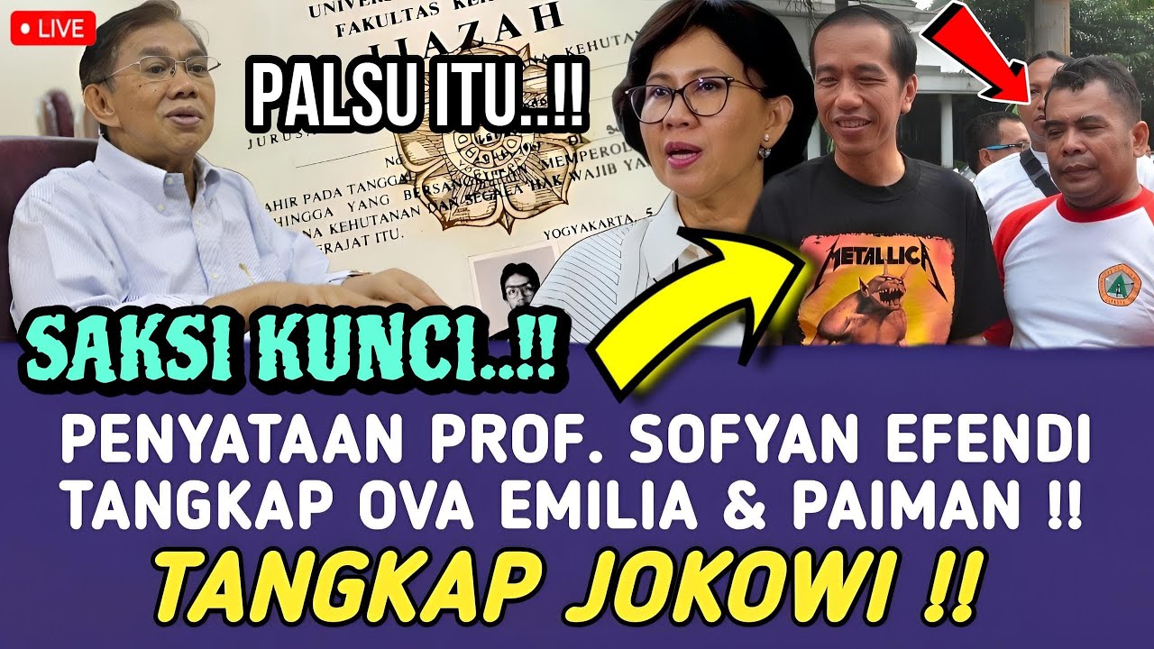 PERNYATAAN PROF. SOFYAN EFFENDI; SEGERA TANGKAP JOKOWI, OVA EMILIA & PAIMAN RAHARJO. - YouTube