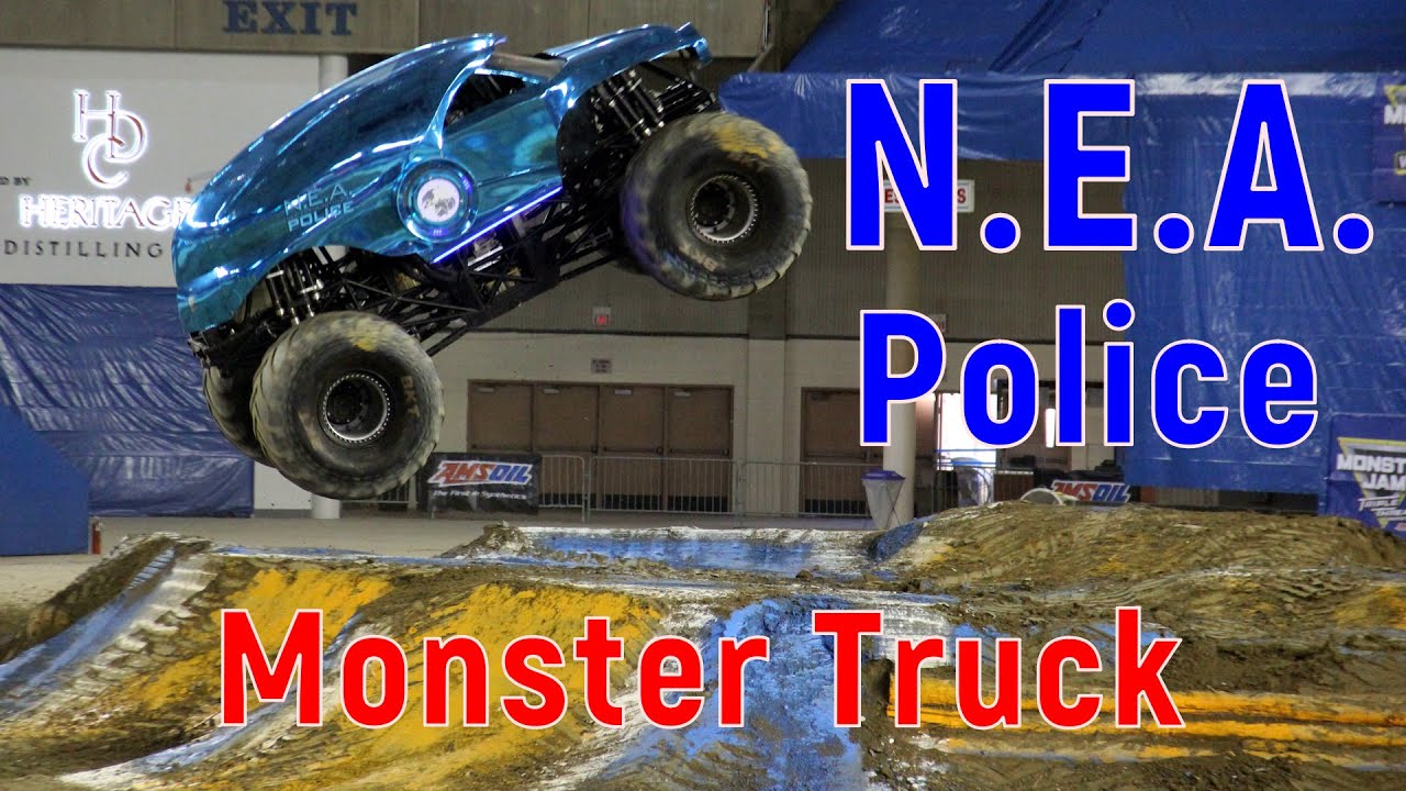 #21 NEA Police in freestyle action at Monster Jam 2017 - Tacoma Dome ...