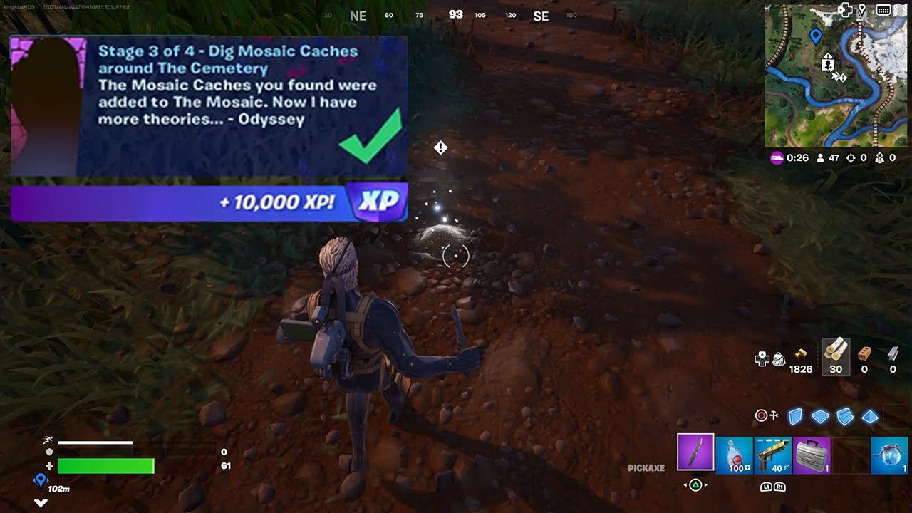 How to EASILY Dig Mosaic Caches around The Cemetery Fortnite locations ...