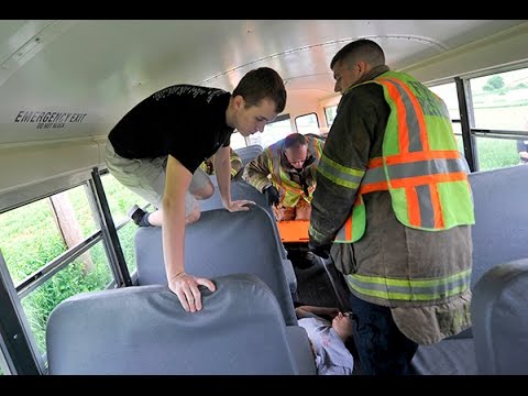 360 video: Northeastern School District bus accident drill - YouTube