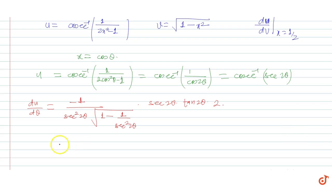 The derivative of `cosec^-1 (1/ (2x^2 -1))` w.r.t `sqrt(1-x^2)` is ...