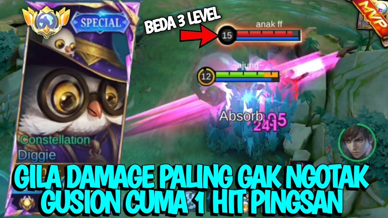 DAMAGE PALING GAK NGOTAK GUSION CUMA 1 HIT LENYAP‼️BUILD DIGGIE ...