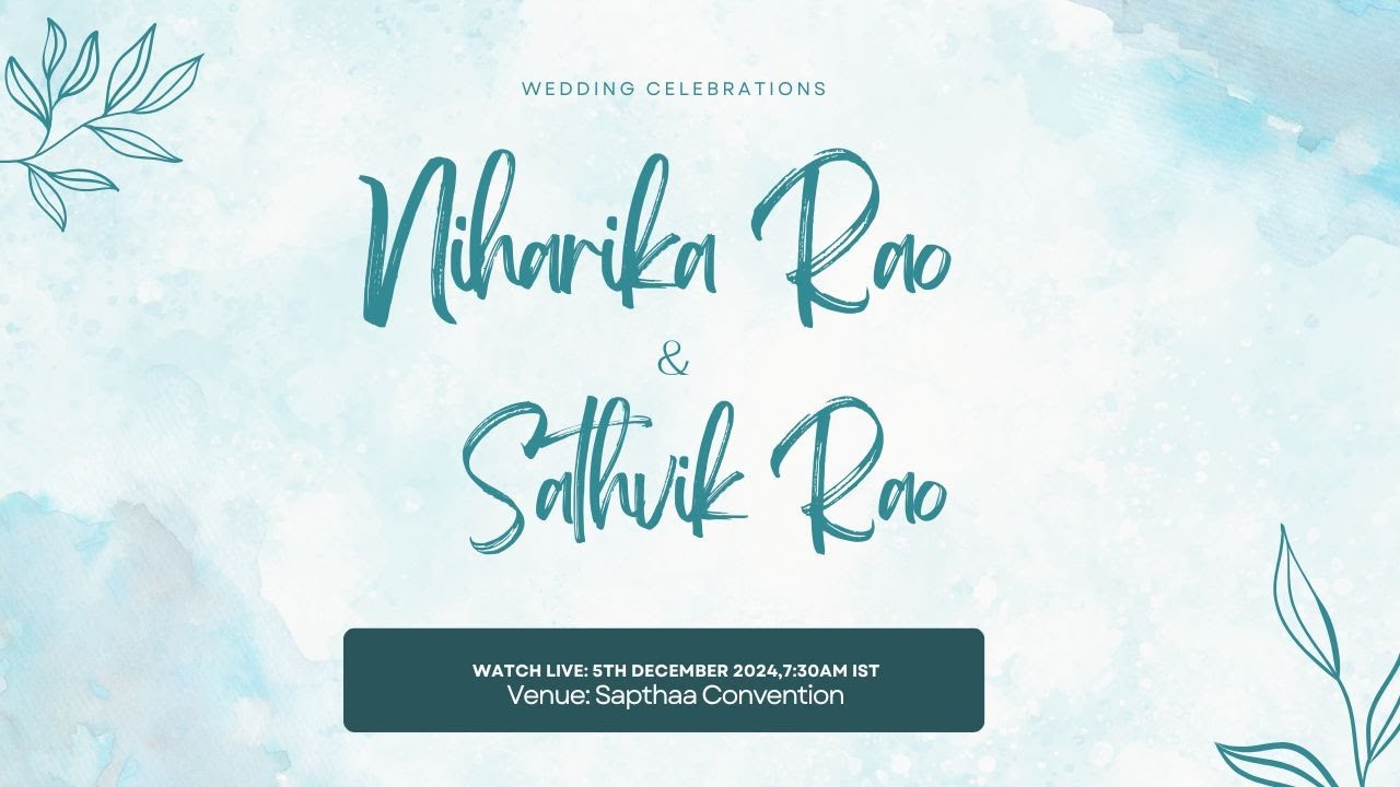 Niharika Rao & Sathvik Rao Wedding Live Streaming - YouTube