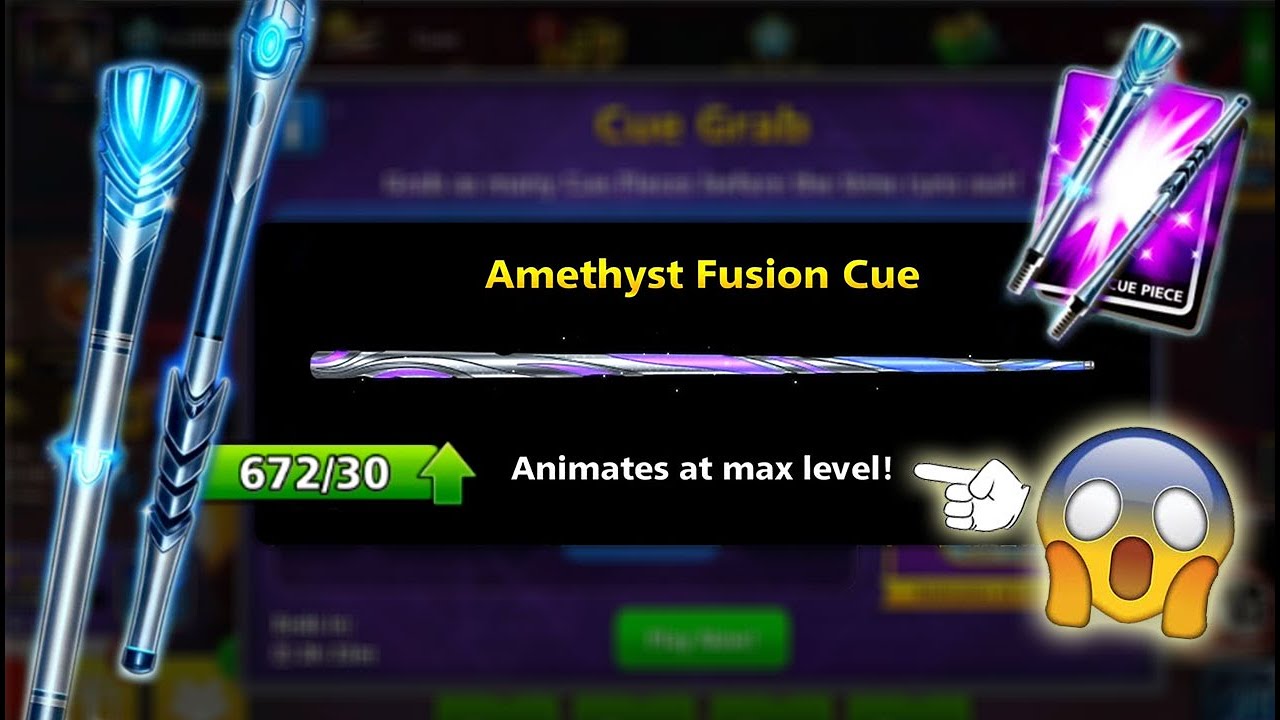 8 ball pool - Amethyst Fusion Cue 🙀 Animates at Max Level - 672 upgrade ...
