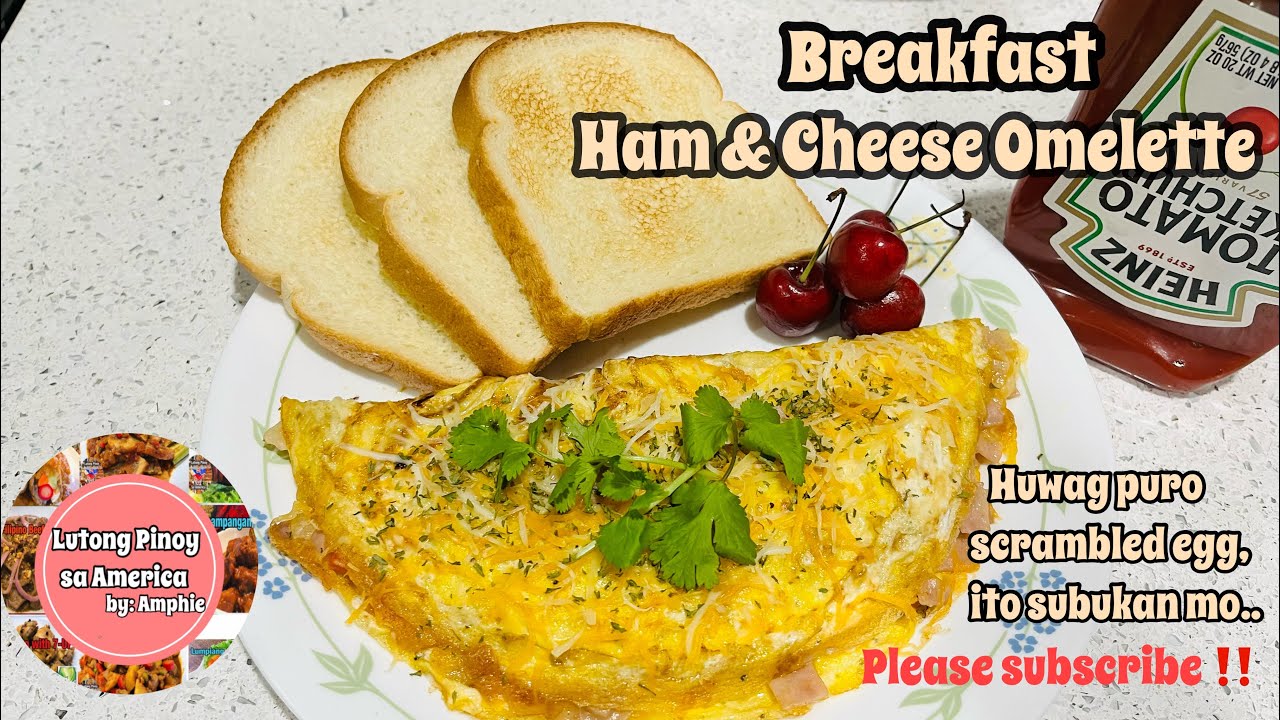 Easy BREAKFAST HAM & CHEESE OMELETTE w/ Toasted Bread #omelette # ...