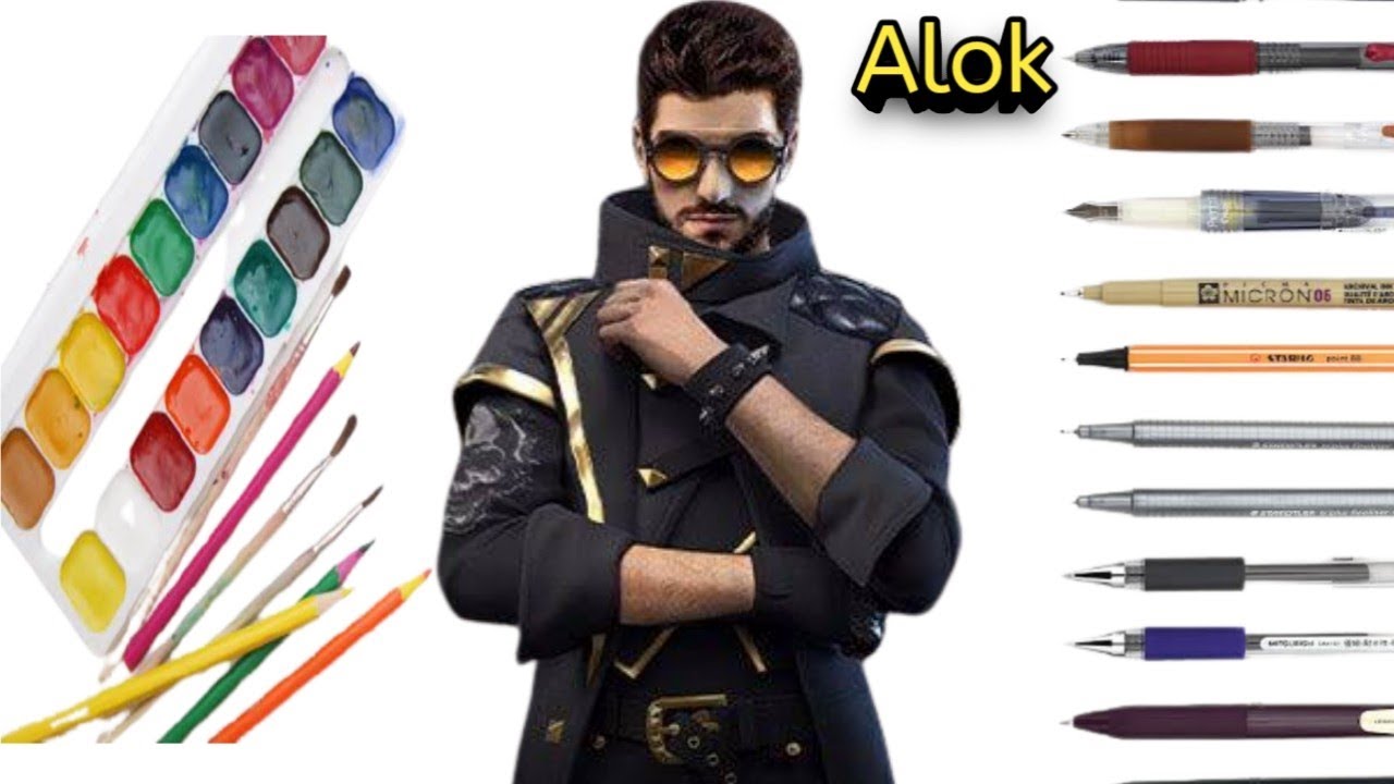 how to draw Alok free fire from the word alok.(klinton art gallery ...