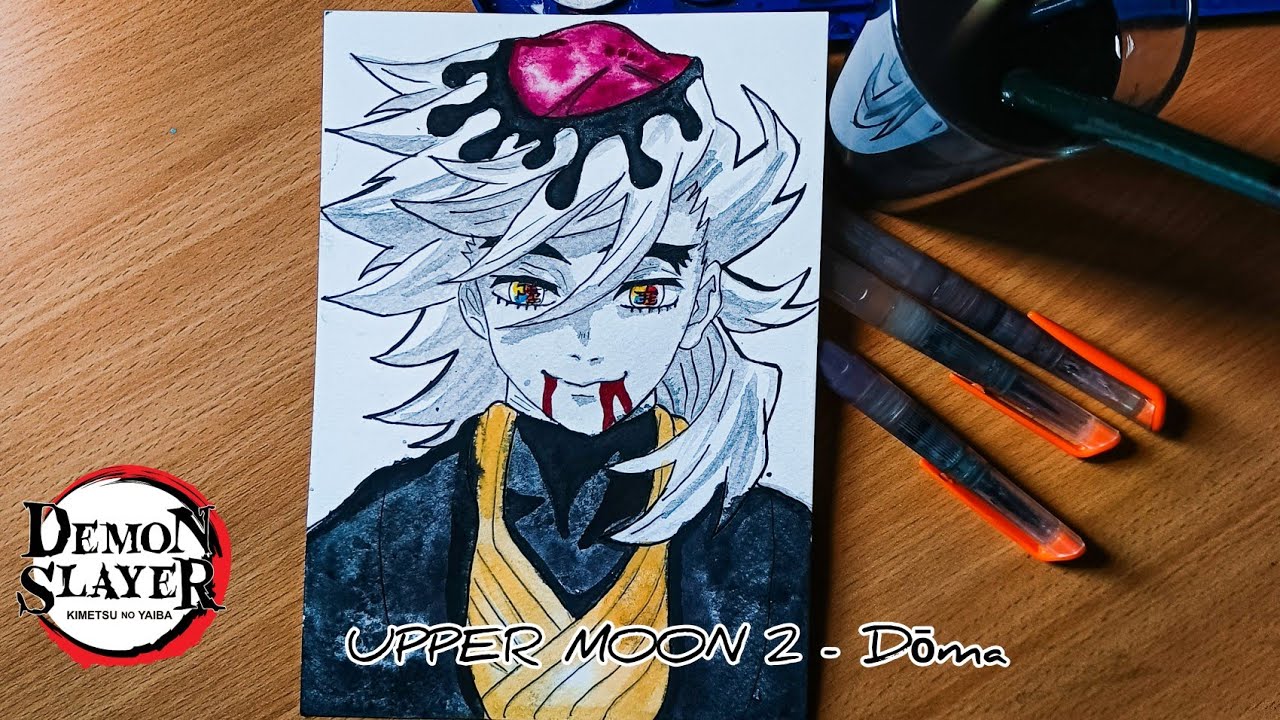 Drawing UPPER MOON 2 - Doma(Kimetsu no Yaiba /鬼滅の刃) - YouTube