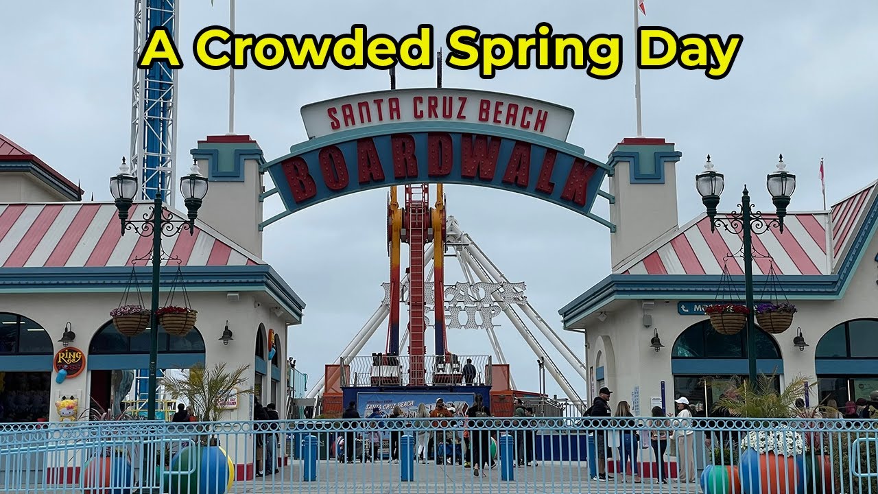 Crowded Spring Day at the Santa Cruz Beach Boardwalk with park updates ...