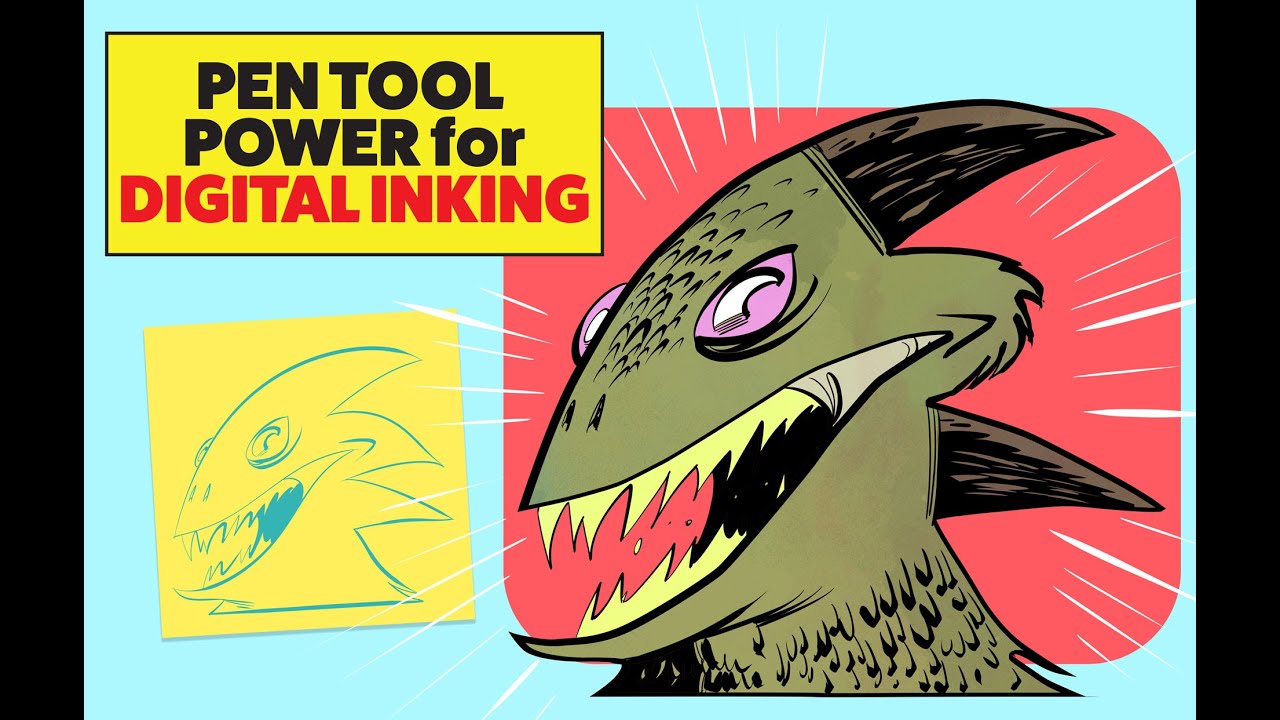 Using the Pen Tool in Photoshop for Digital Inking - YouTube