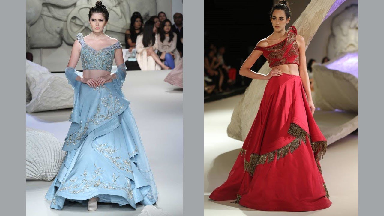 Multi Layer A line Princess Cut Lehenga Designs - YouTube