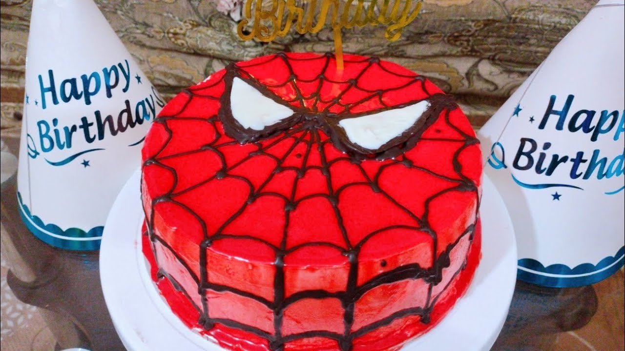 Spiderman Cake Homemade vanilla Sponge No oven needed by Rozan Kitchen ...