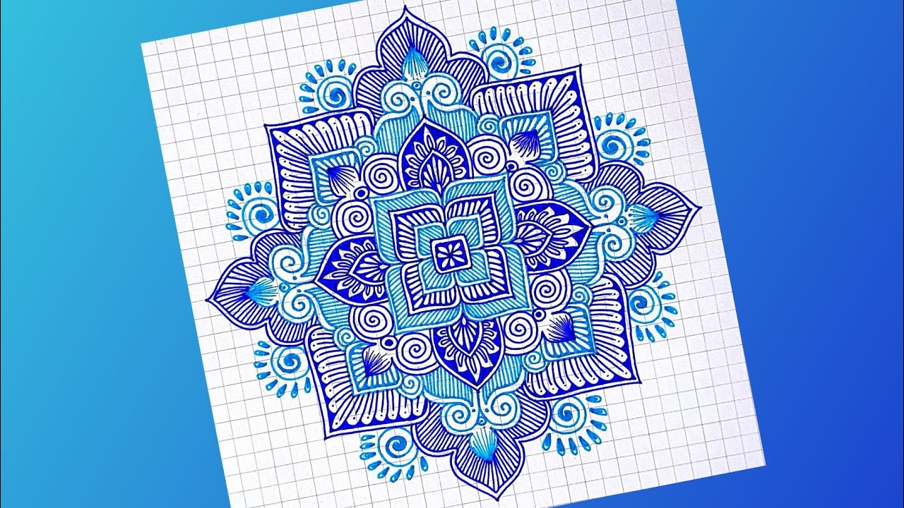 Mandala Art Step-by-Step Tutorial on Square Grid of size 5mm # ...