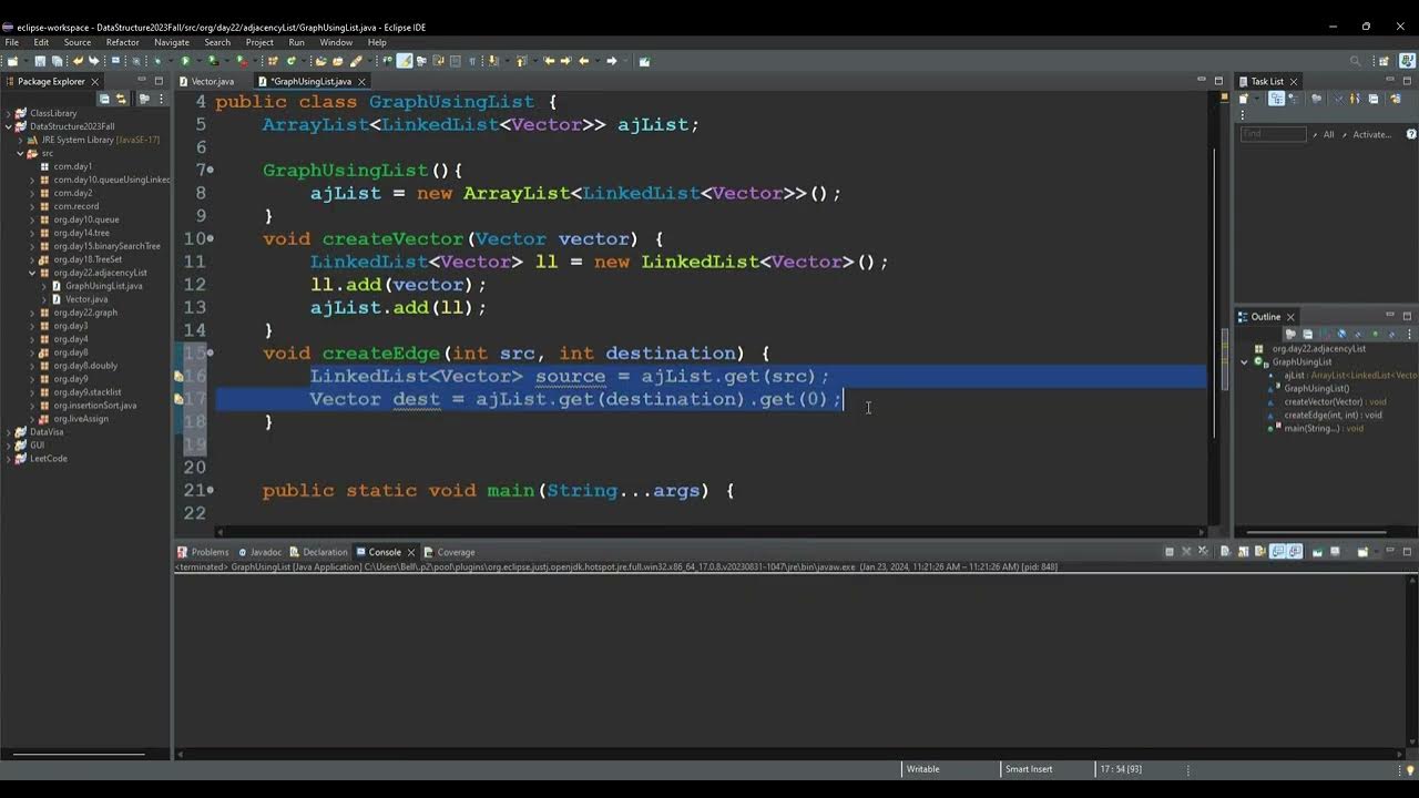 Graph Data Structure Using ArrayList and LinkedList Data in Java - YouTube