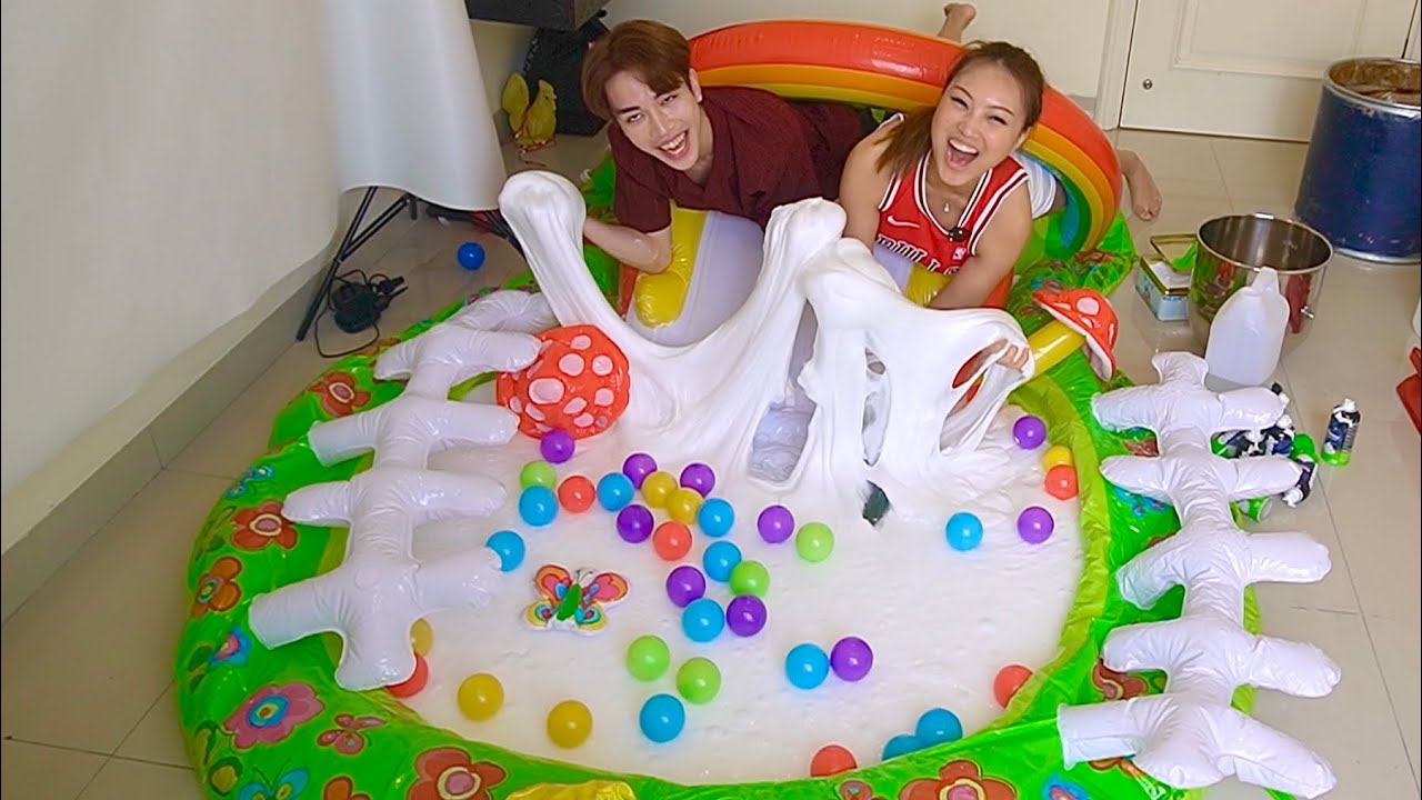 BIKIN SLIME SEKOLAM TERBESAR BARENG STEVEN ALEXANDER 🤯😱 - YouTube