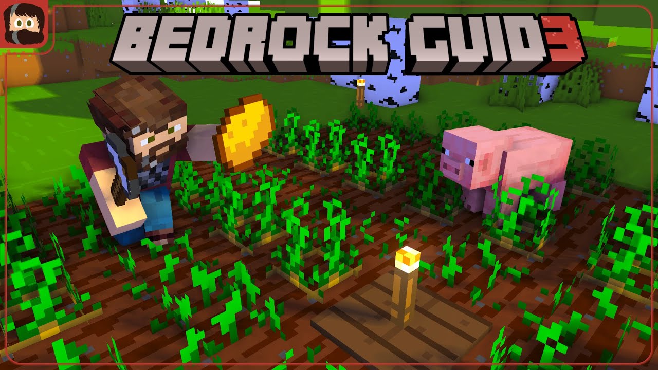 FIRST Food Farm for Early Game | Bedrock Guide S3 Ep2 | Minecraft ...