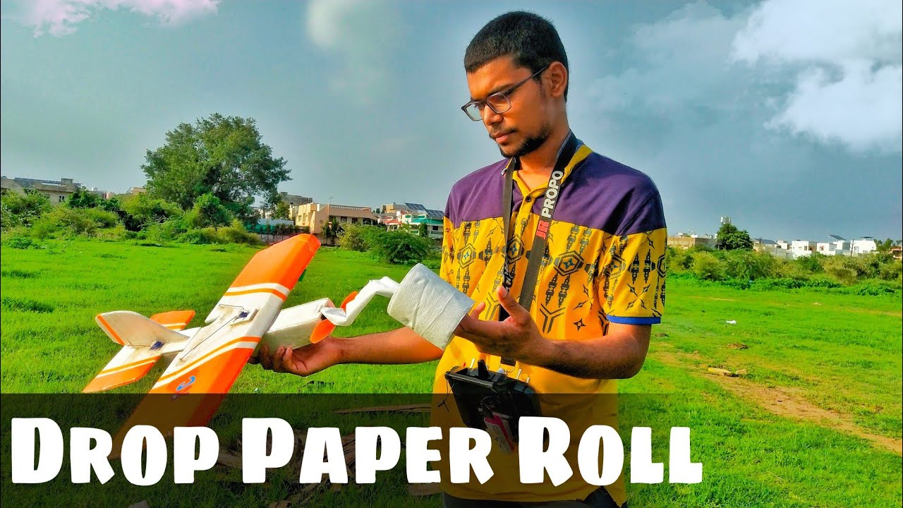Dropping Paper Roll From RC Mini Plane - YouTube