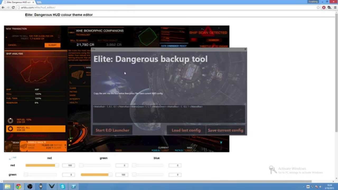 Elite dangerous hud and backup tool - YouTube