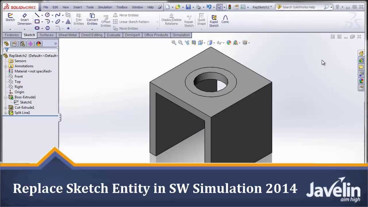 SolidWorks Simulation 2014 - Replace Sketch Entity Saves Time in Updating Existing Studies - YouTube