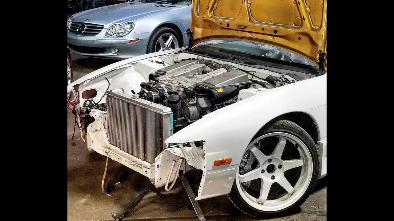 S13 AMG M113k V8 Engine in 180SX Drift car - YouTube