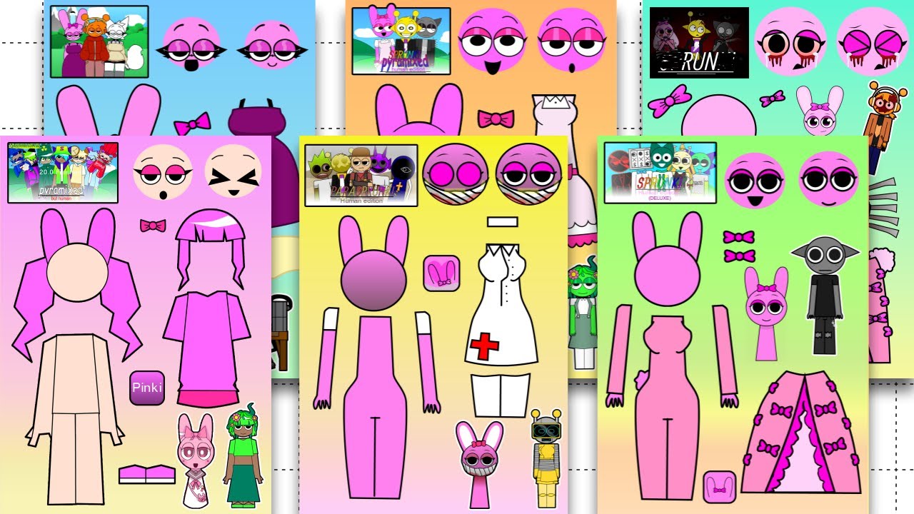 Sprunki ALL PINKI Human Edition Dress up Sticker Book 🌷 스프런키 핑키 휴먼 옷입히기 ...