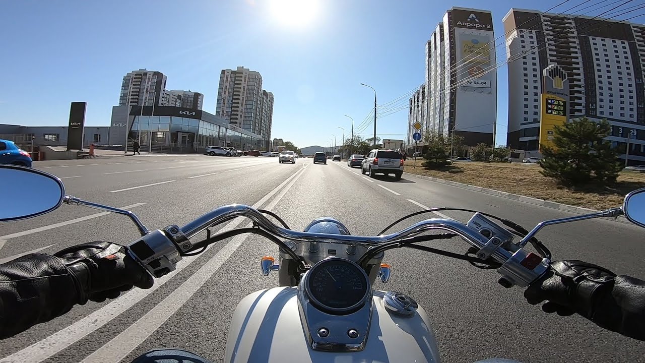 Riding a motorcycle Honda Shadow Aero 750 #25 || Day riding (No music ...