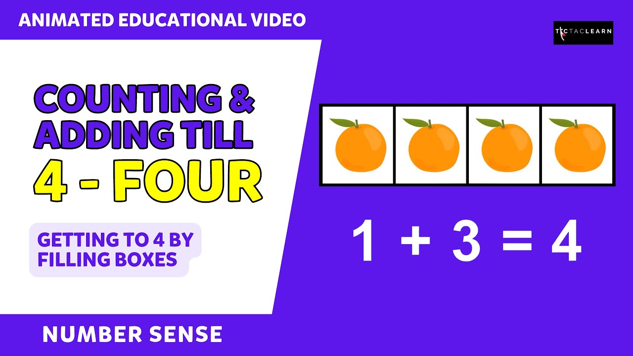 Counting and adding till 4 | Getting to 4 by filling boxes - Counting ...