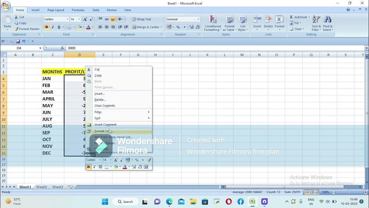 excel shorts |tricks highlight negative numbers|| youtubeshorts |video - YouTube