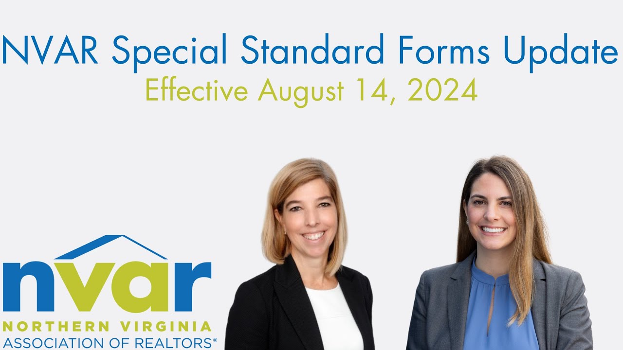 NVAR Special Standard Forms Update: Effective August 14, 2024 - YouTube