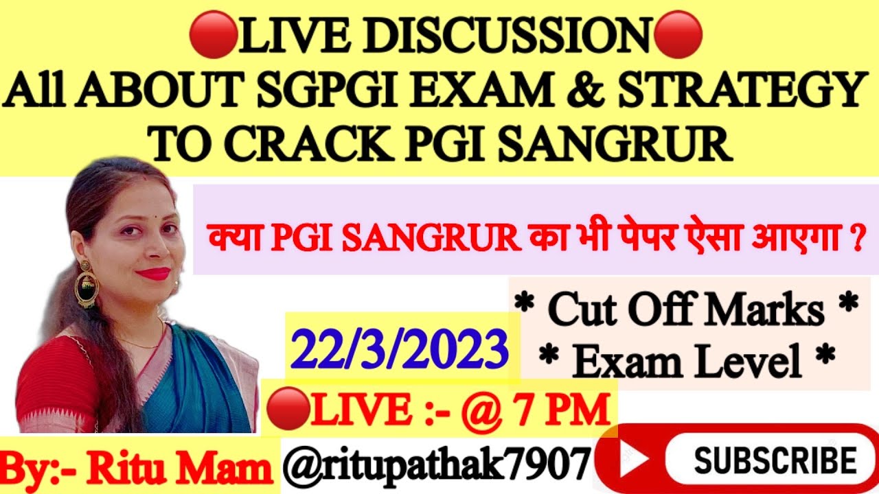 SGPGI EXAM PAPER || 22/3/2023 ||🔴Live Discussion ||BY RITU MAM ||CUT ...