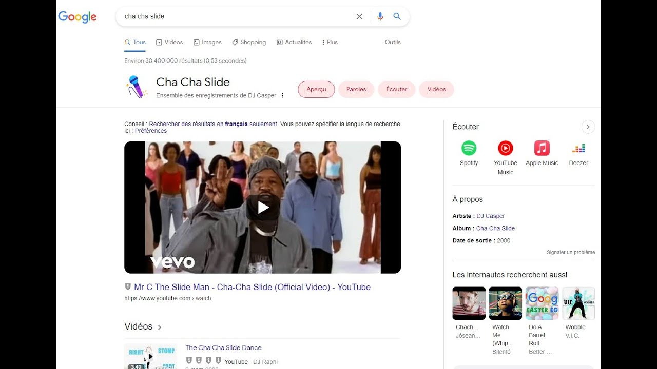 DSI. Google Easter Egg. Cha Cha slide - YouTube