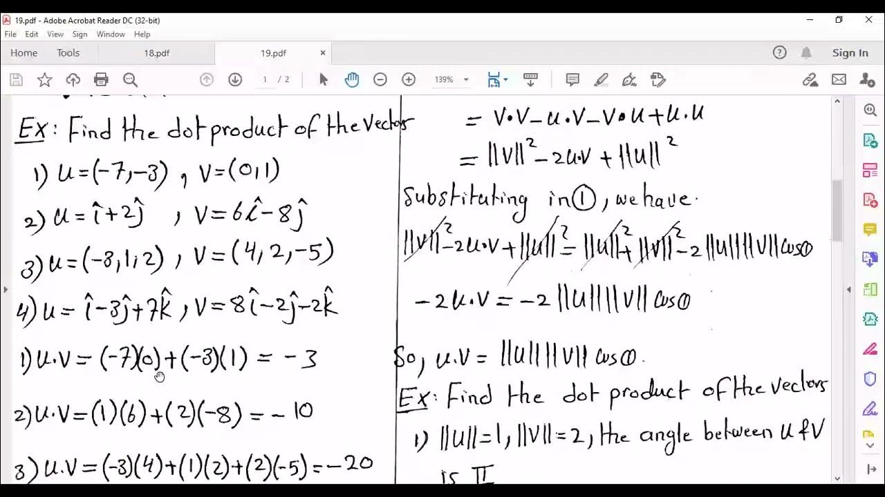 Dot Product Part(1/2) - YouTube