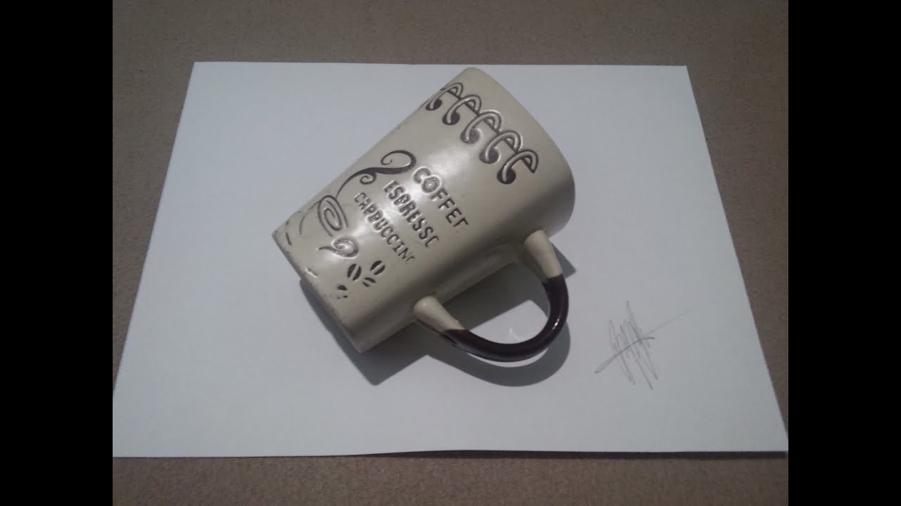 3D Drawing Cup | Best Realistic Cup | Optical Illusion Art - YouTube