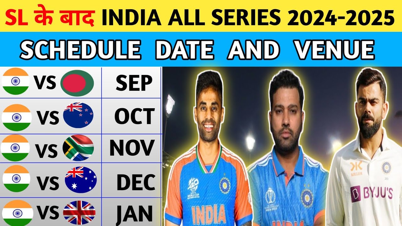 Team India Full Schedule l India All Next Match Schedule 2024-2025 l ...