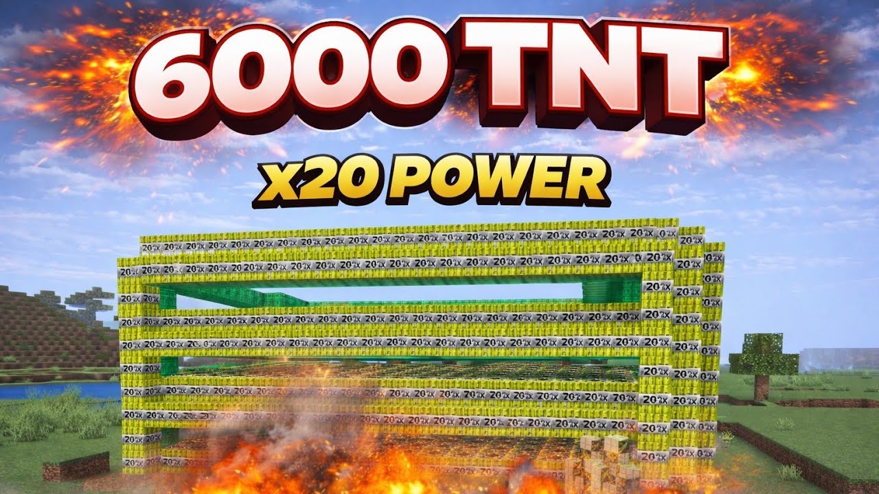 I exploded 6,000 TNT (20x POWER) in Minecraft l 4k HD l - YouTube